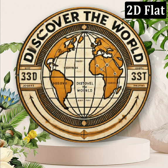 2D Flat Room Decor 1pc, 8x8 inches (20cmx20cm) Round Aluminum Sign ...