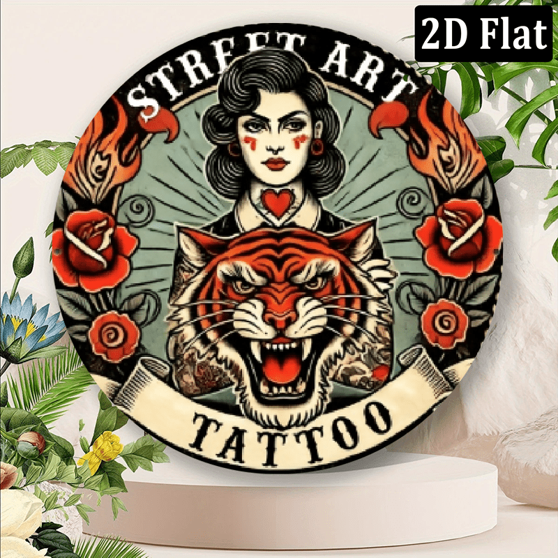 2D Flat Room Decor 1pc, Street Art Tattoo, Tattoo Theme Decor, Iron ...