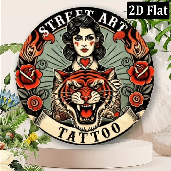 2D Flat Room Decor 1pc, Street Art Tattoo, Tattoo Theme Decor, Iron ...