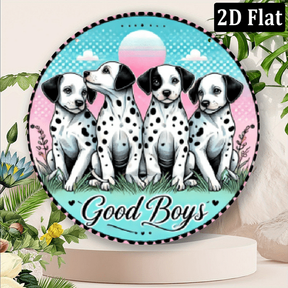 2D Flat Room Decor 1pc Vintage-Inspired Round Dalmatian Dog Design ...