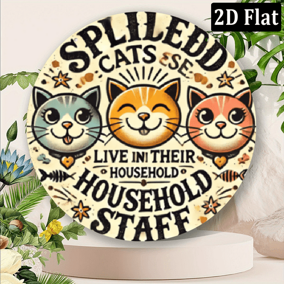 2D Flat Room Decor 1pc, Vintage Round Aluminum Metal Sign, 8x8 inches ...