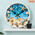 2D Flat, Shells on the beach Backdrop Clock - 10inch Wood Veneer Europe ...