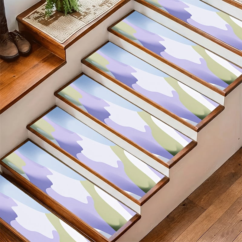 2D Flat Soft Cloud Gradient Pattern Stair Mat, Machine Washable and ...