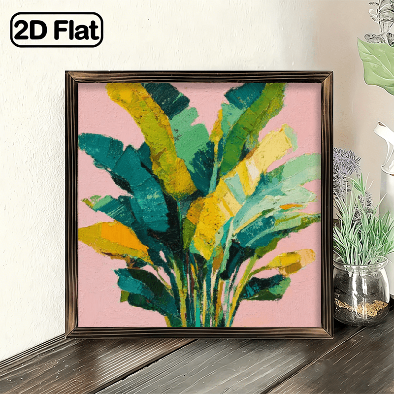 2D Flat - Tropical Banana Leaf Wall Art in a 2D Flat Design - a Single ...