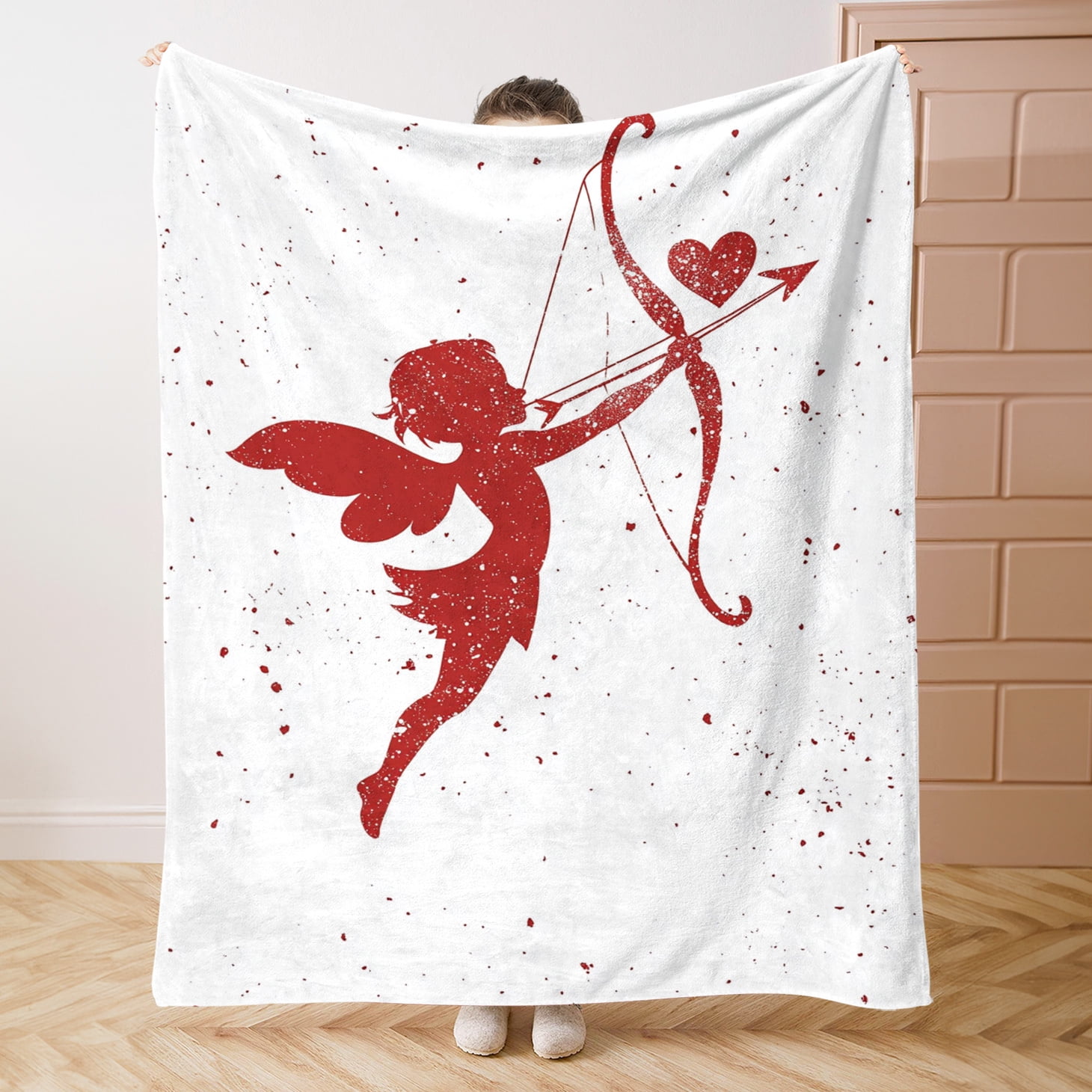 2D Flat Valentine'S Day Archery Angel Flannel Throw Blanket - Soft ...