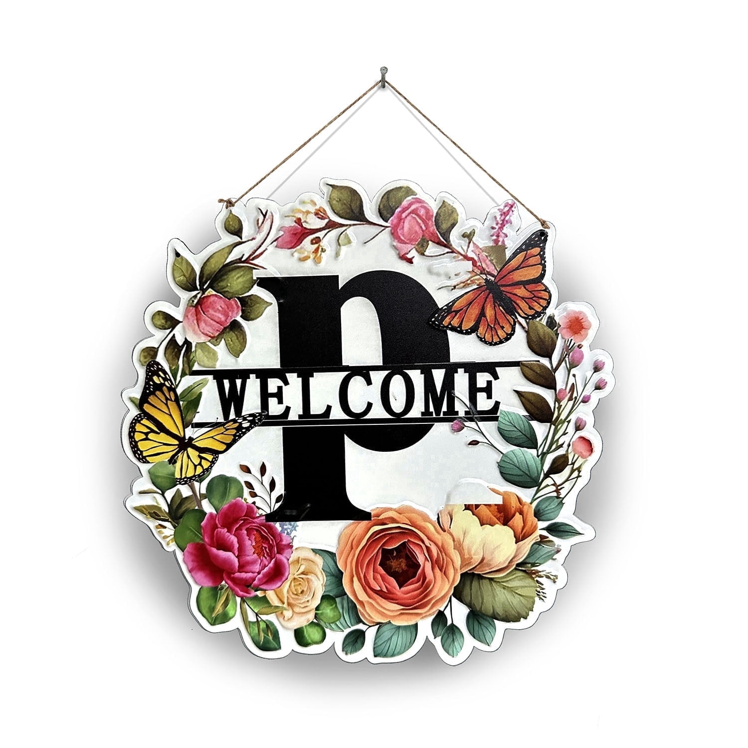 2D Flat Version, Garden Welcome Sign – Iron Circular English Sign ...