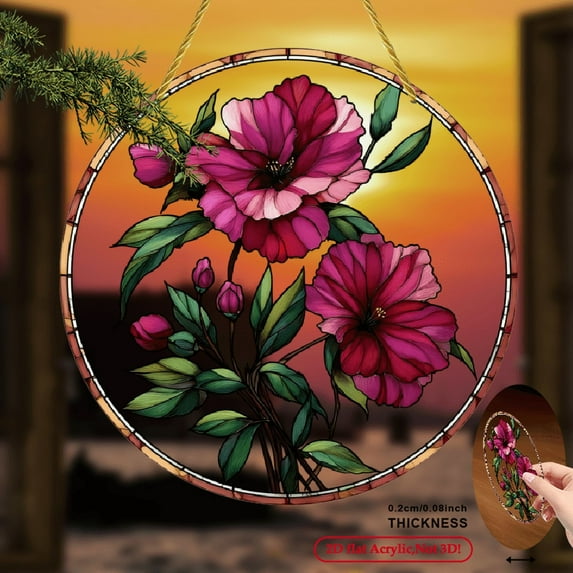 2D Flat - Vibrant Acrylic Suncatcher Unique Rhododendron Flower Design ...