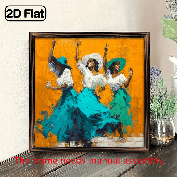 2D Flat, Vibrant Orange Background with Dancing Figures - Elegant ...