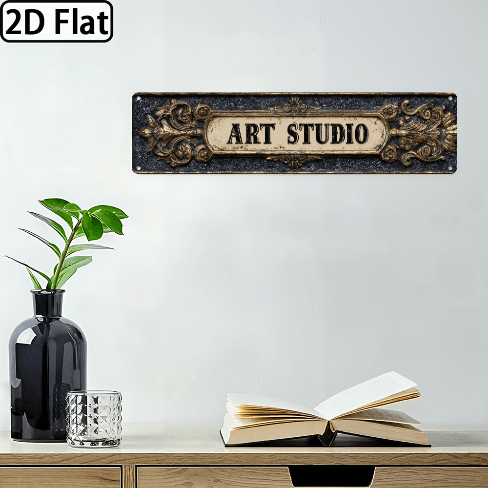2D Flat - Vintage ART STUDIO Aluminum Wall Sign - Rustic Decor with ...