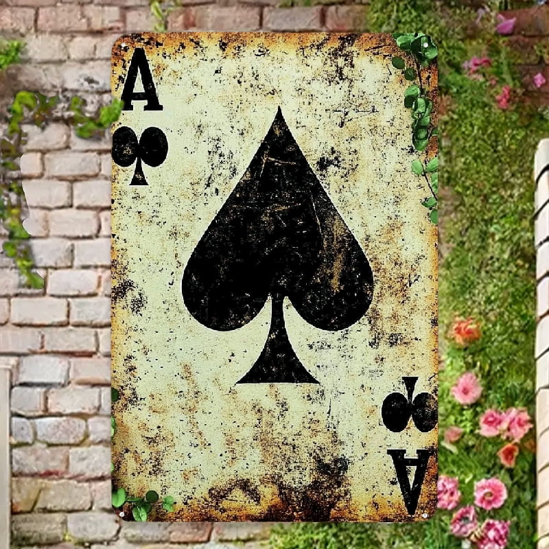 2D Flat Vintage Ace of Spades Metal Wall Art, 8*12inch, UV Printed Iron ...