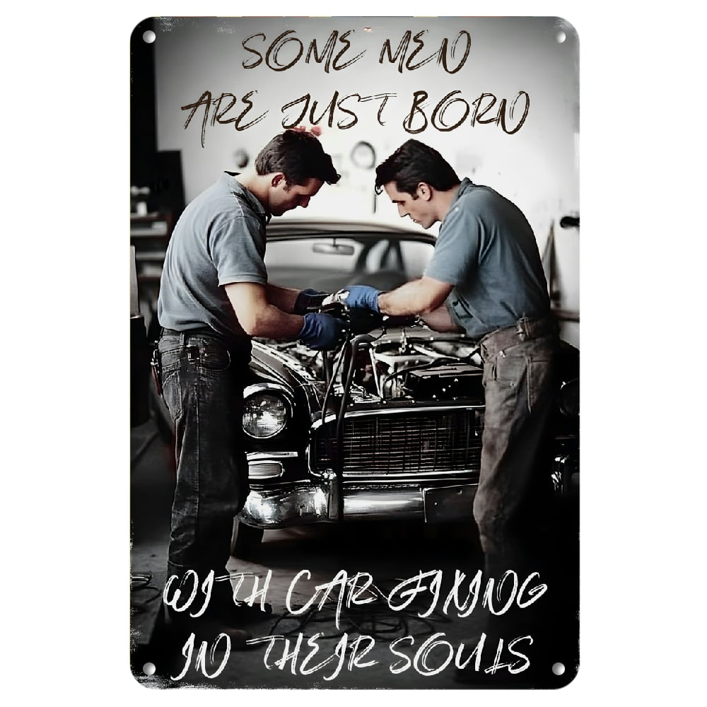 [2D Flat]Vintage Car Repair Metal Sign - "Some Men Are Born with It in ...