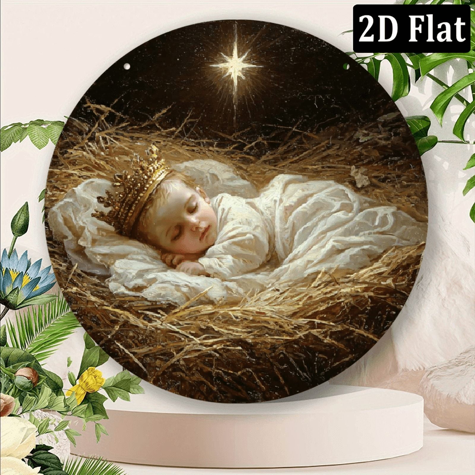 2D Flat, Vintage Christmas Nativity Scene Wall Decor - Baby Jesus in ...