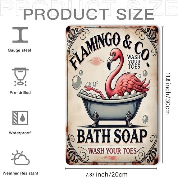 [2D Flat]Vintage "Flamingo Co. Bath Soap"Tin Metal Signs Home Décor ...