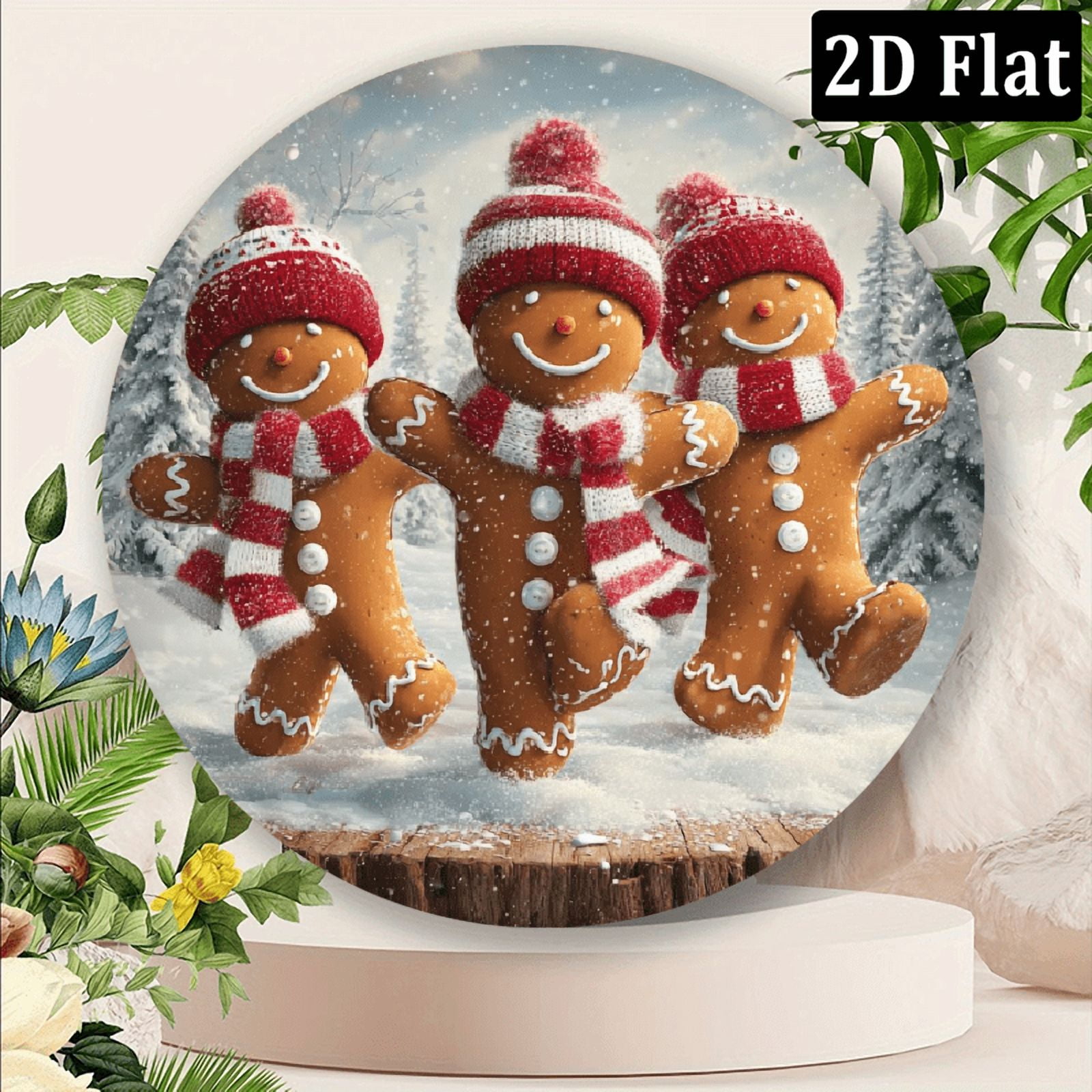 2D Flat Vintage Gingerbread for Man Christmas Wall Art 8x8 Inch Sign ...