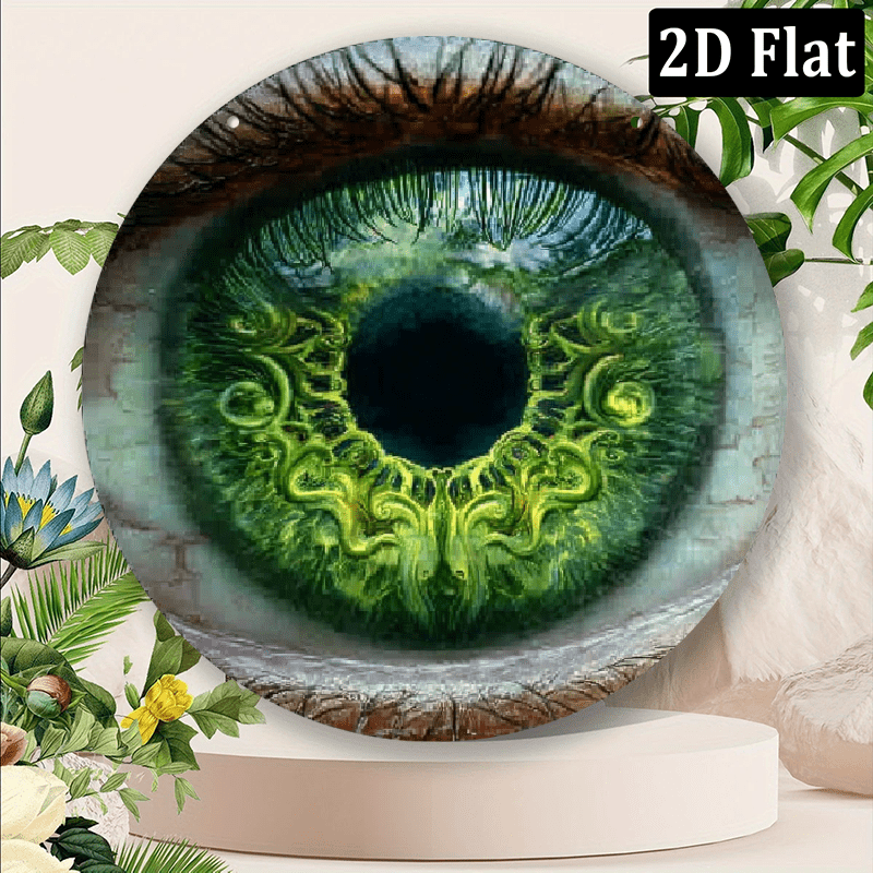 2D Flat, Vintage Green Dragon Eye Round Aluminum Metal Sign - Perfect ...