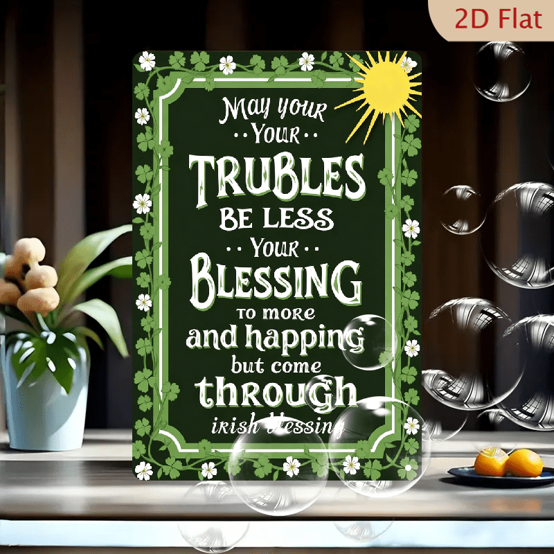 2D Flat, Vintage Irish Blessing Metal Tin Sign, 8x12 Inches -May Your ...