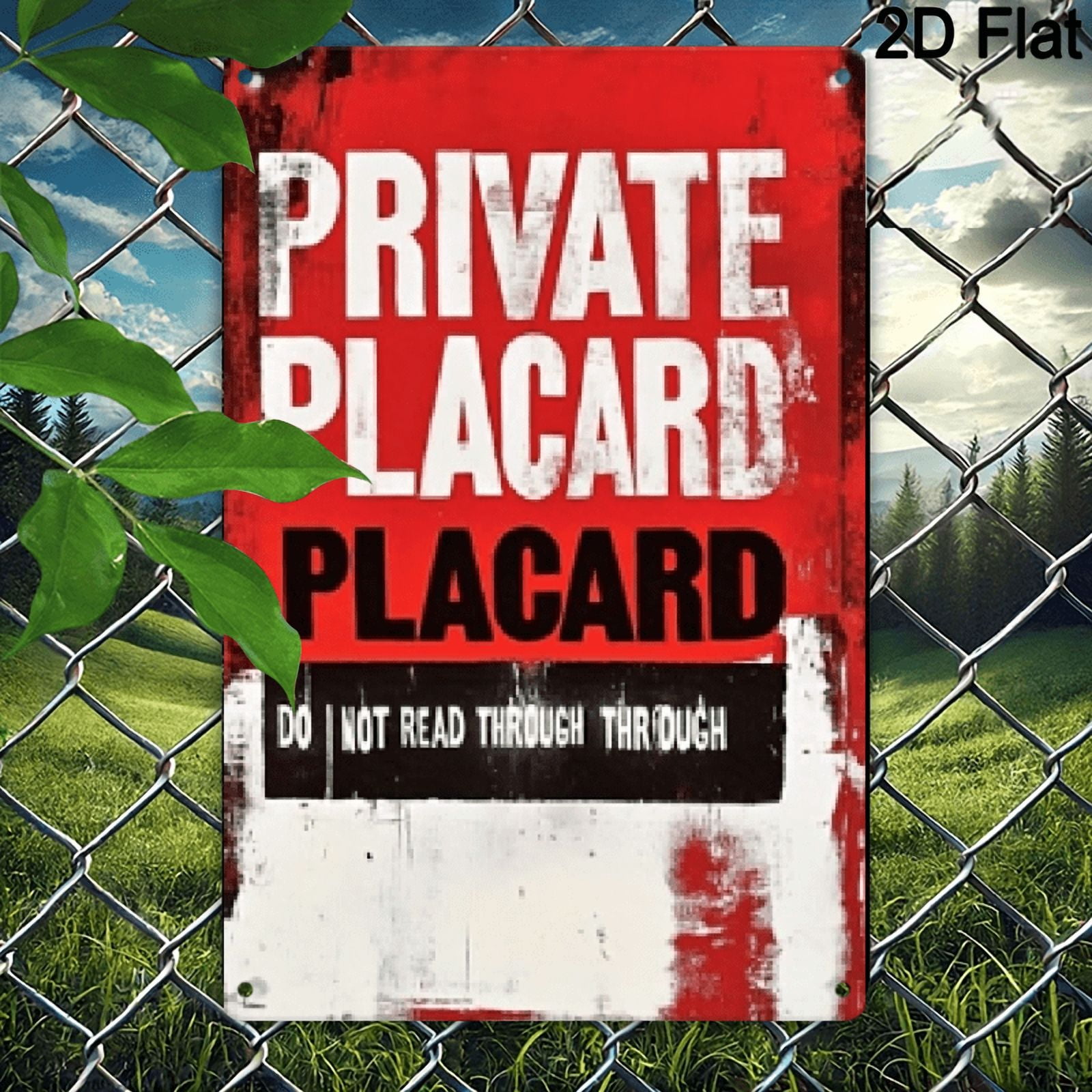 2D Flat - Vintage Metal "Private Placard" Wall Decor Sign - 20.07x29 ...