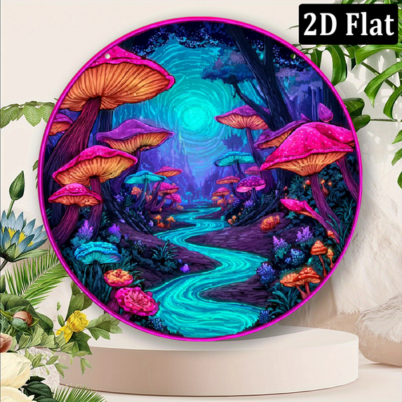 2D Flat, Vintage Metal Wall Art - 8 Inch Round Aluminum Sign - Retro ...