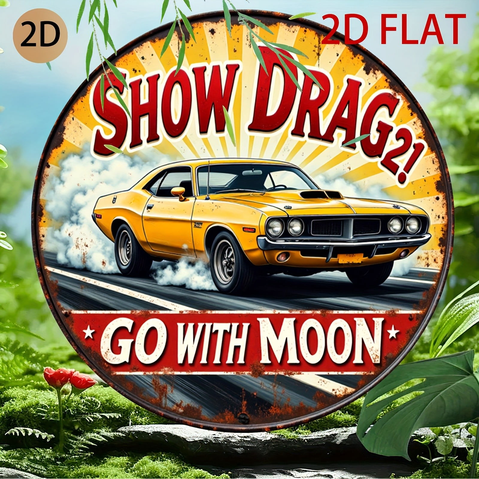 2D Flat,Vintage Muscle CarTin Metal Signs Home Décor 8x8 Wall Art Retro ...