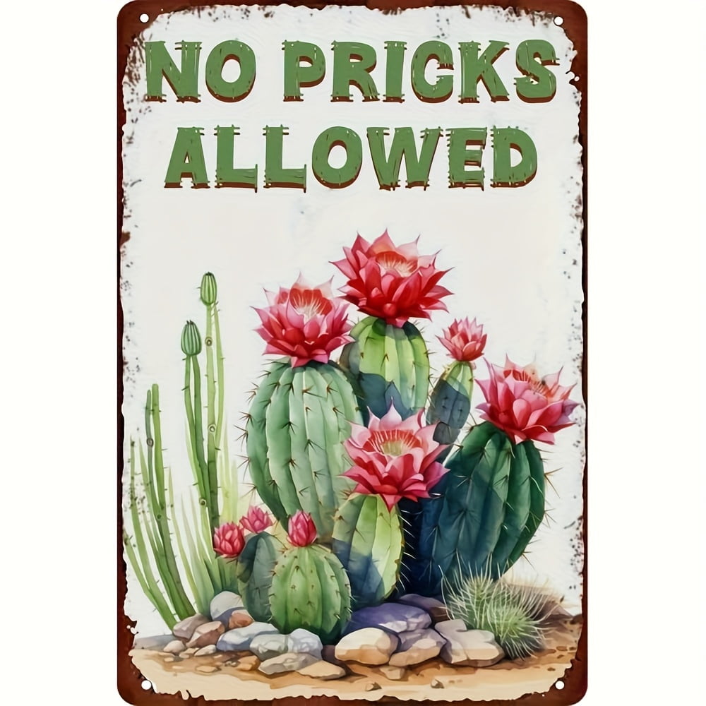 [2D Flat] Vintage No Pricks Allowed Metal Tin Sign Funny Wall Decor For ...