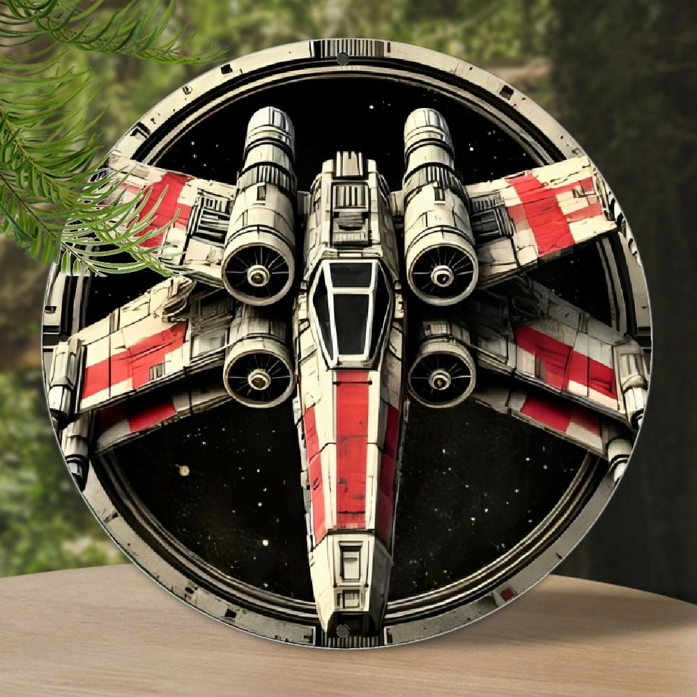 [2D Flat] Vintage Spacecraft Metal Wall Art - 7.8" Round Aluminum Sign ...