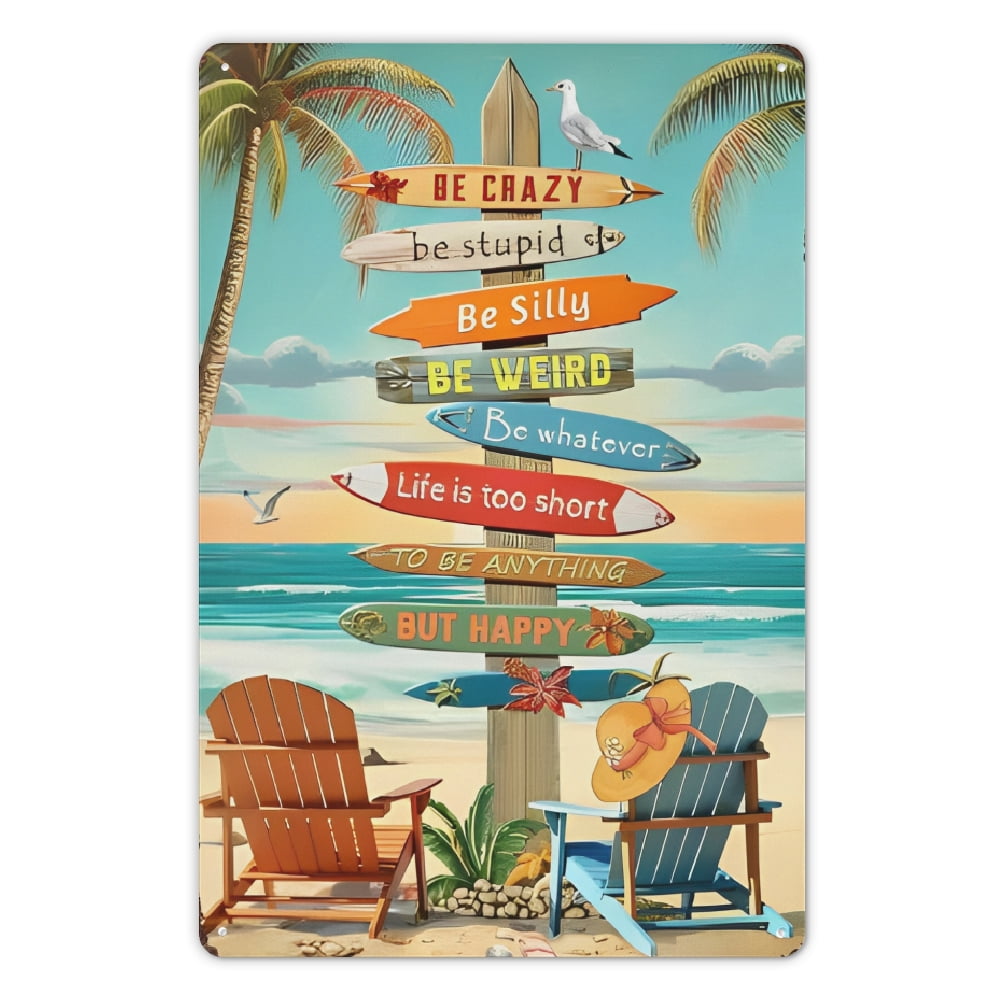 2D Flat Vintage Style Metal Sign, Summer Retro Decorative Sign & Plague ...