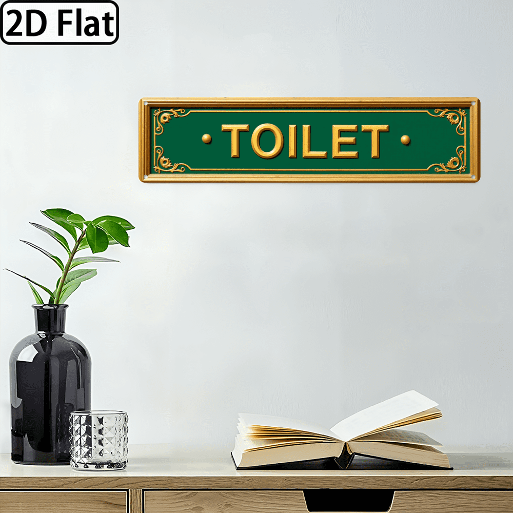 2D Flat, Vintage Style TOILET Metal Wall Sign - 16 x 4 Aluminum ...