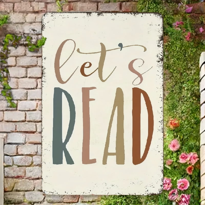 2D Flat Vivid Visionsl Let'S Rea Tin Signs Wall ecor Boho Classroom ...