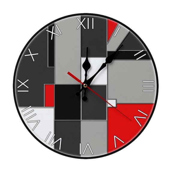 2D Flat Wall Clock Art Print, Silent Non Ticking Battery Operated ...