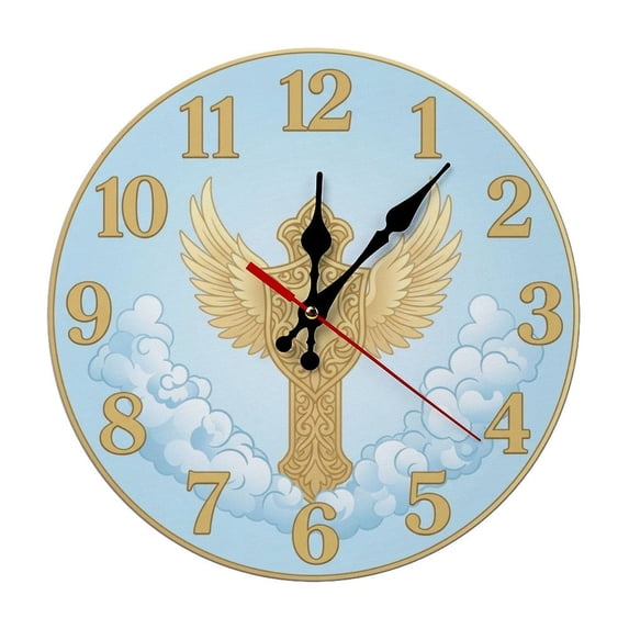 2D Flat Wall Clock Art Print, Silent Non Ticking Battery Operated,Angel ...
