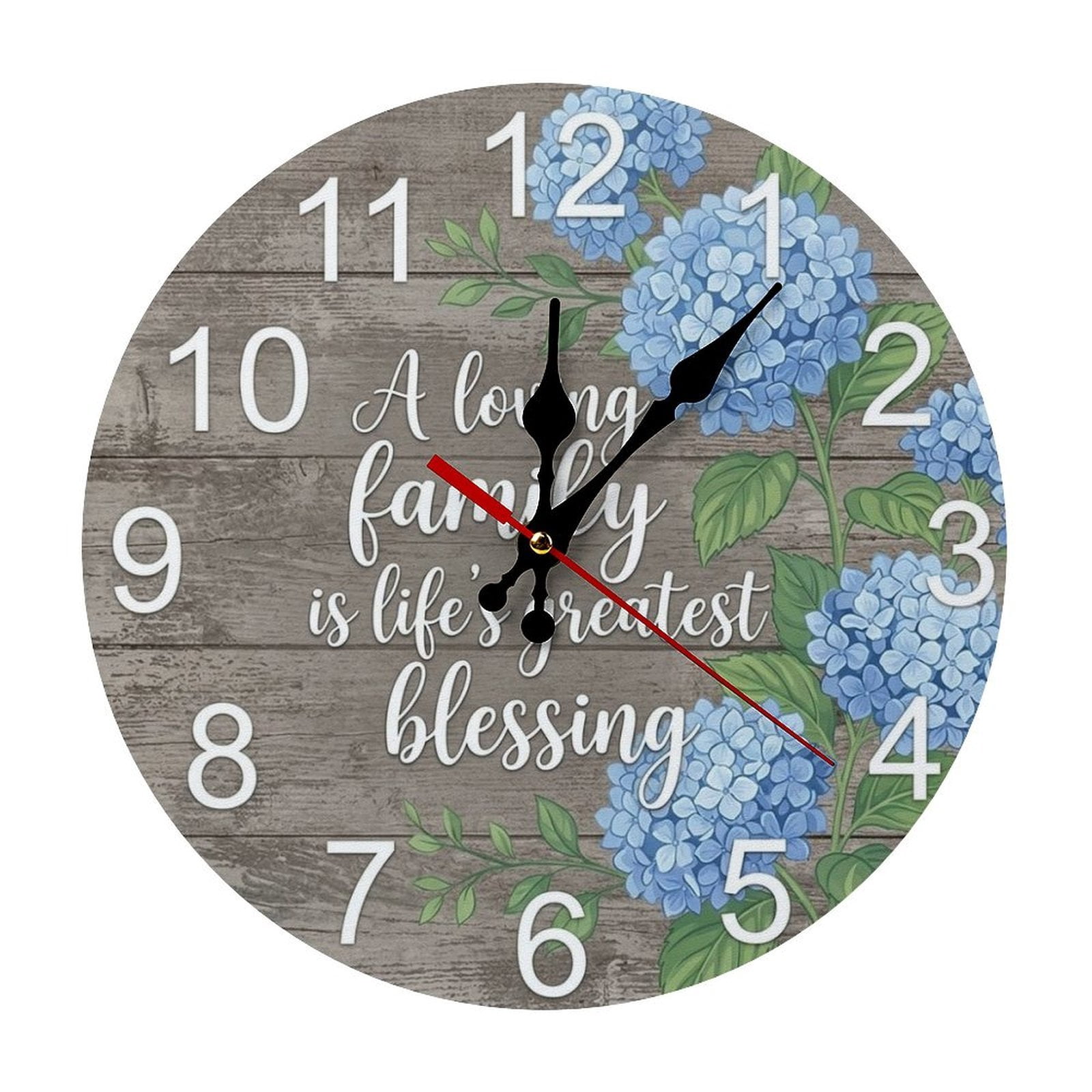 2D Flat Wall Clock Art Print, Silent Non Ticking Battery Operated,Blue ...