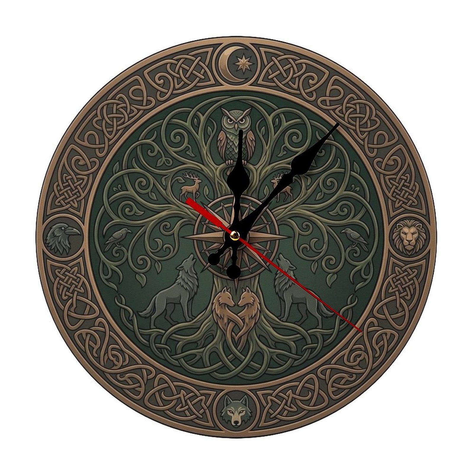 2D Flat Wall Clock Art Print, Silent Non Ticking Battery Operated ...