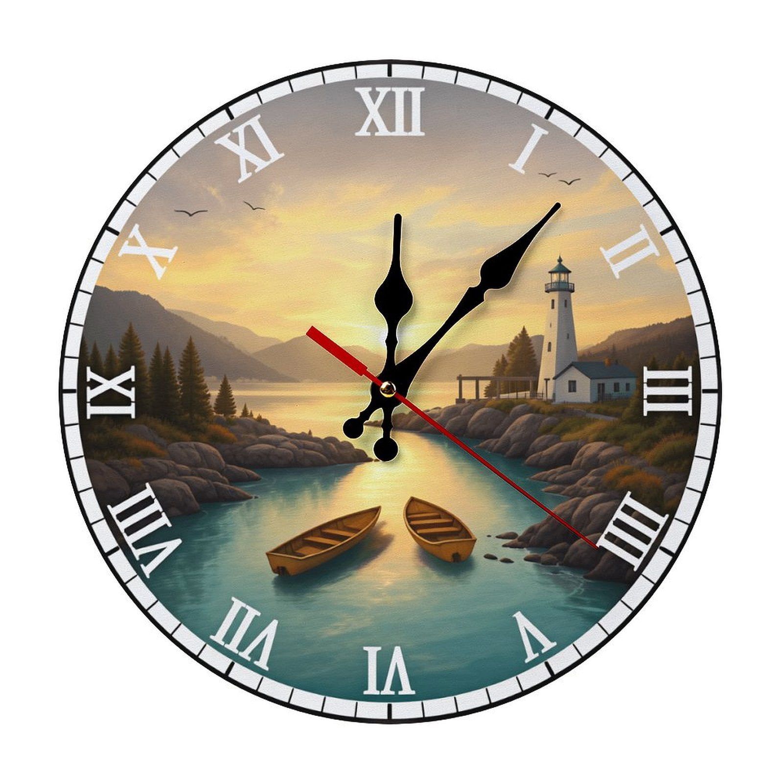 2D Flat Wall Clock Art Print, Silent Non Ticking Battery Operated ...