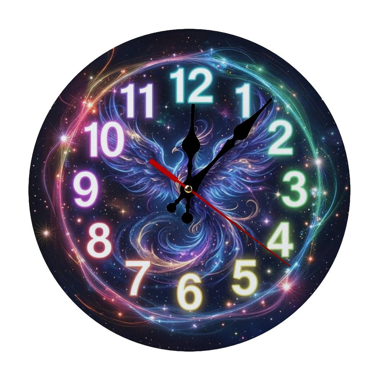 2D Flat Wall Clock Art Print, Silent Non Ticking Battery Operated ...
