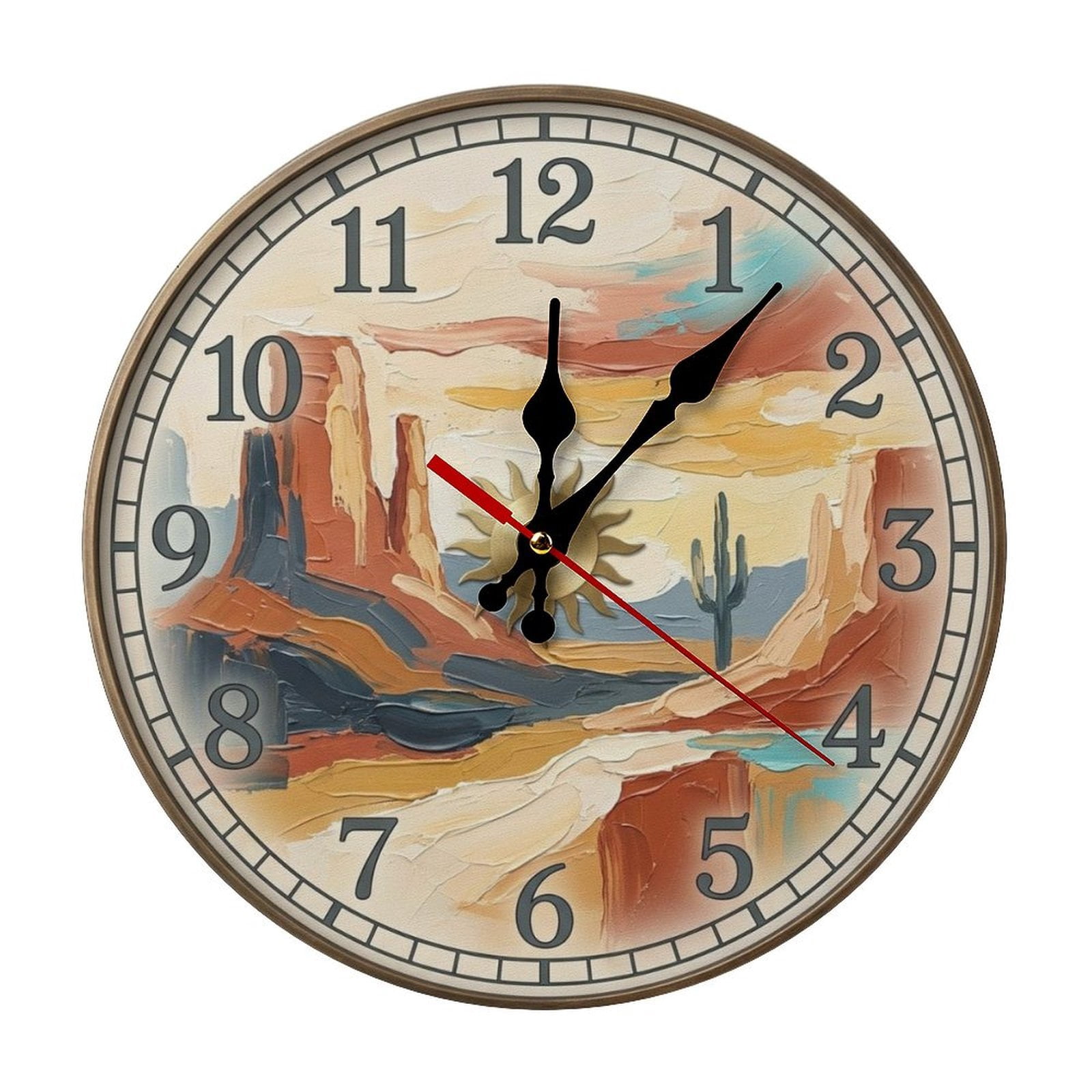 2D Flat Wall Clock Art Print, Silent Non Ticking Battery Operated ...