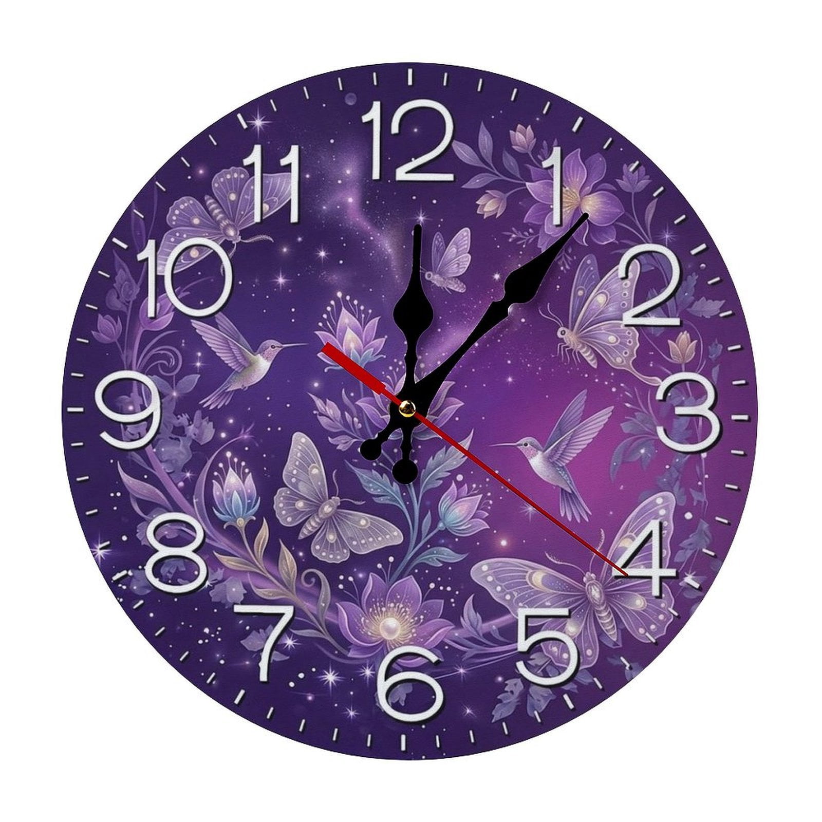 2D Flat Wall Clock Art Print, Silent Non Ticking Battery Operated ...