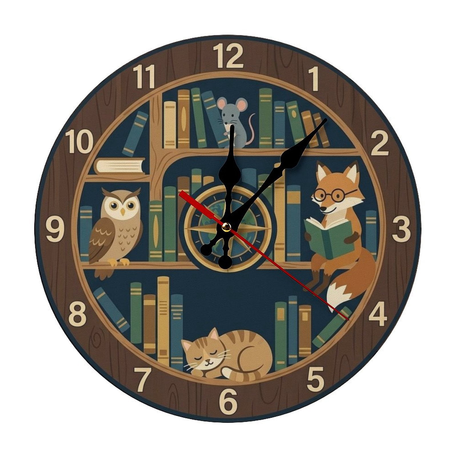 2D Flat Wall Clock Art Print, Silent Non Ticking Battery Operated ...