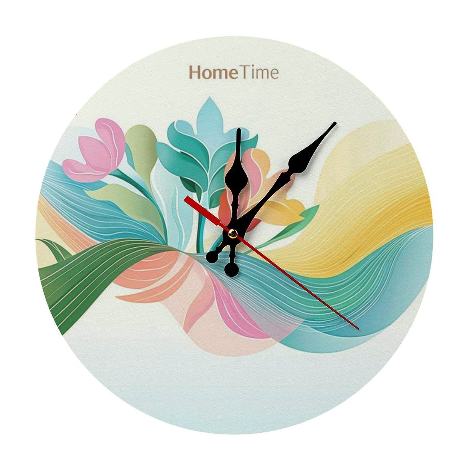 2D Flat Wall Clock Art Print, Silent Non Ticking Battery Operated ...