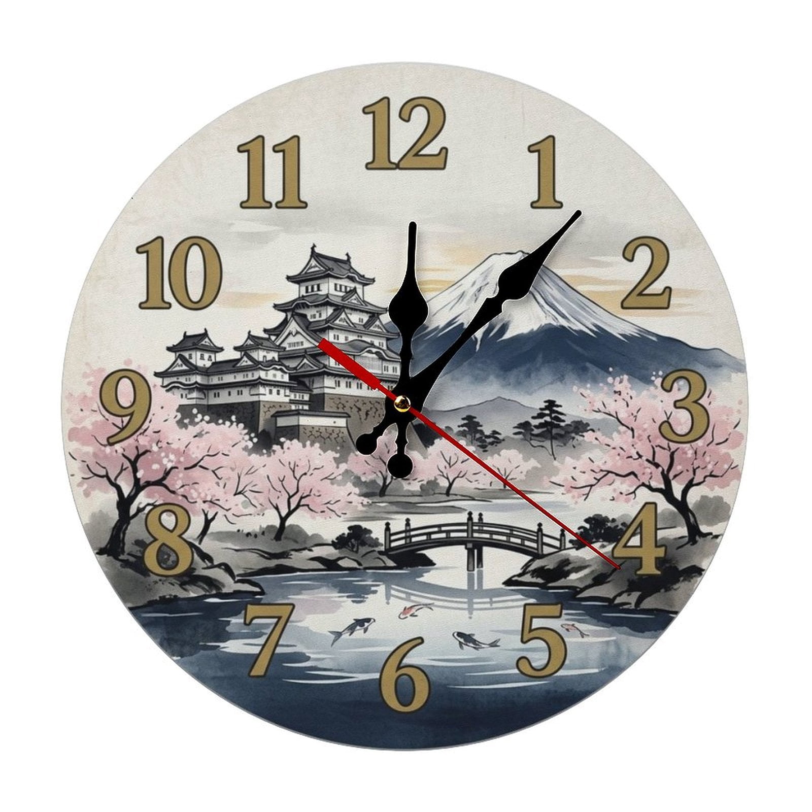 2D Flat Wall Clock Art Print, Silent Non Ticking Battery Operated ...
