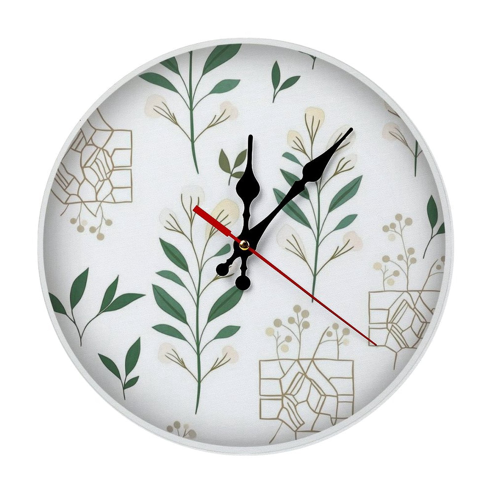 2D Flat Wall Clock Art Print, Silent Non Ticking Battery Operated ...