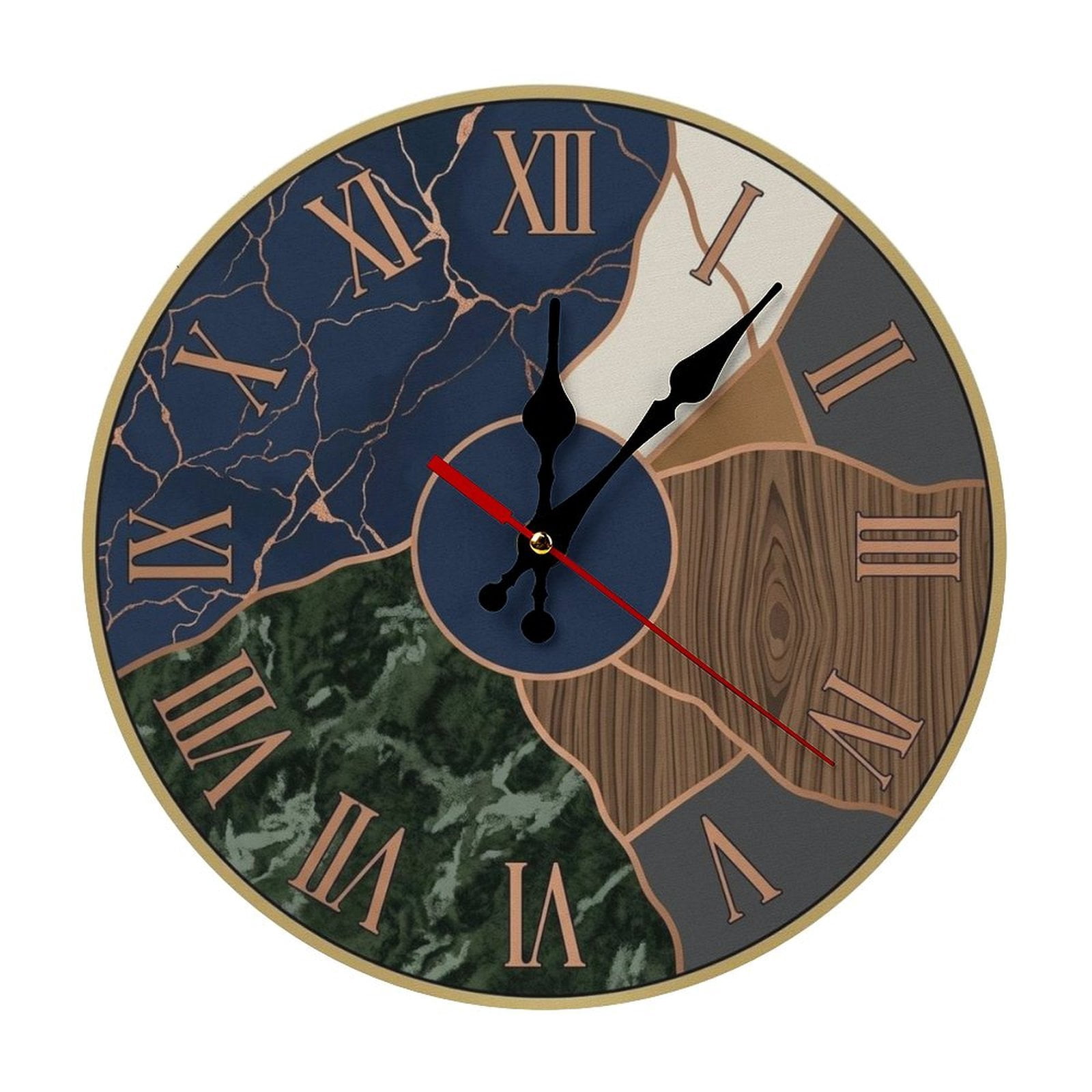2D Flat Wall Clock Art Print, Silent Non Ticking Battery Operated ...