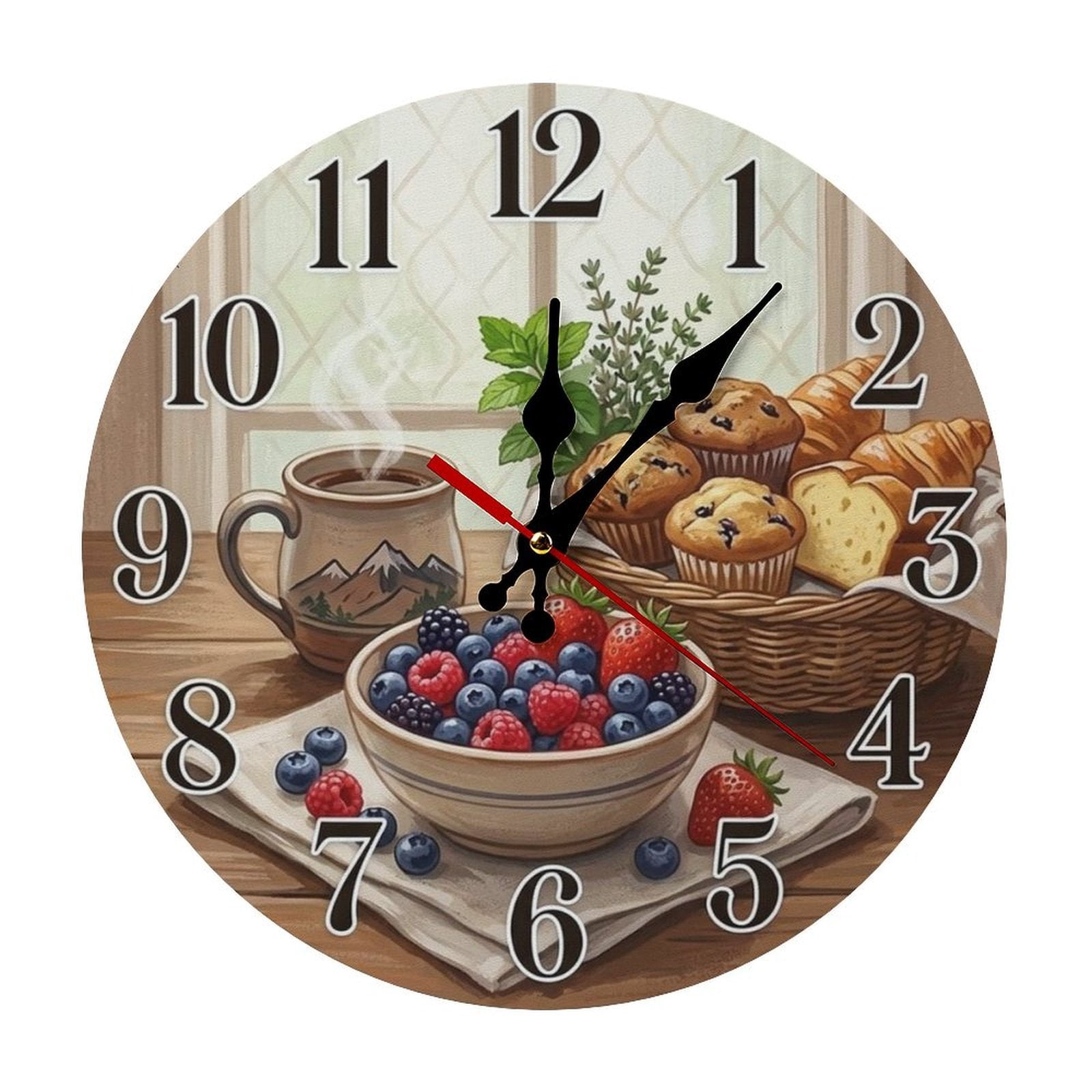 2D Flat Wall Clock Art Print, Silent Non Ticking Battery Operated ...