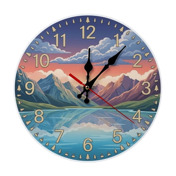 2D Flat Wall Clock Art Print, Silent Non Ticking Battery Operated ...