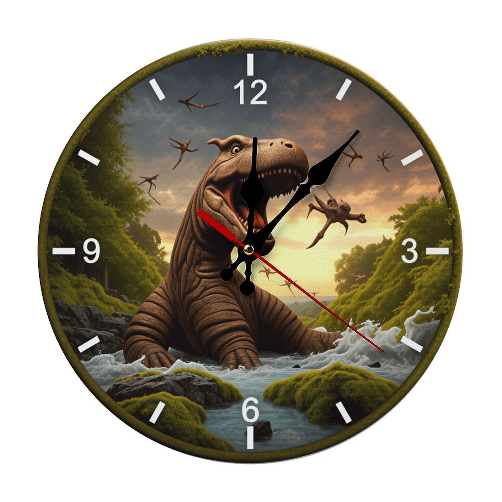 2D Flat Wall Clock Art Print, Silent Non Ticking Battery Operated ...