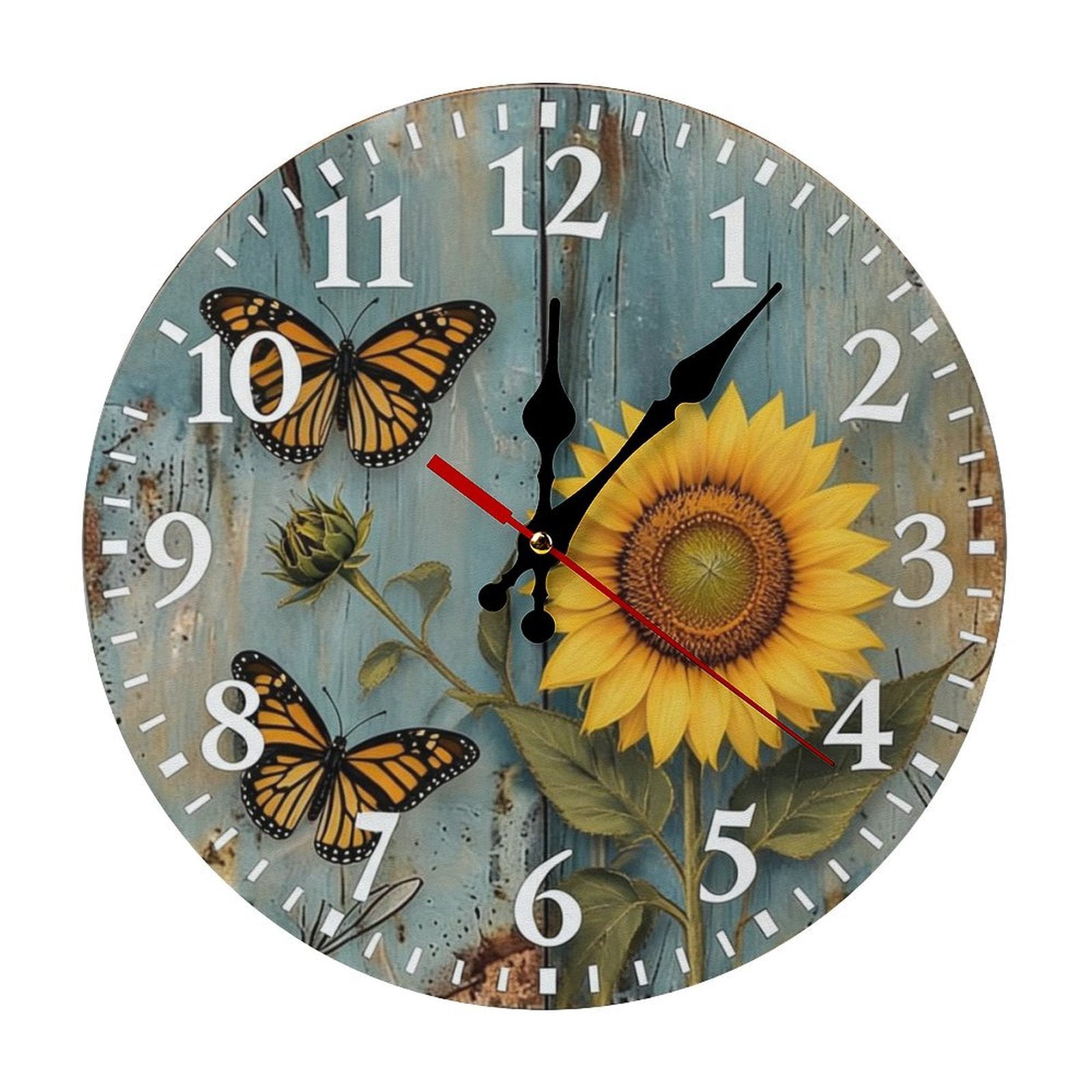 2D Flat Wall Clock Art Print, Silent Non Ticking Battery Operated ...