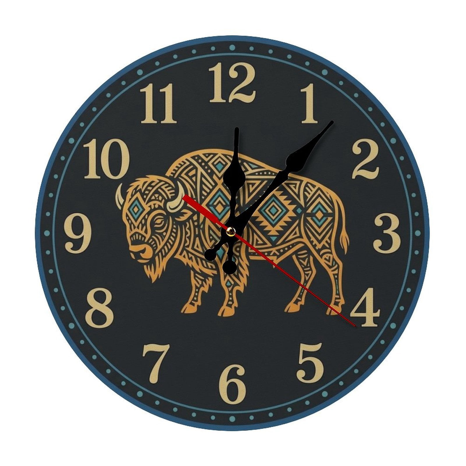 2D Flat Wall Clock Art Print, Silent Non Ticking Battery Operated ...