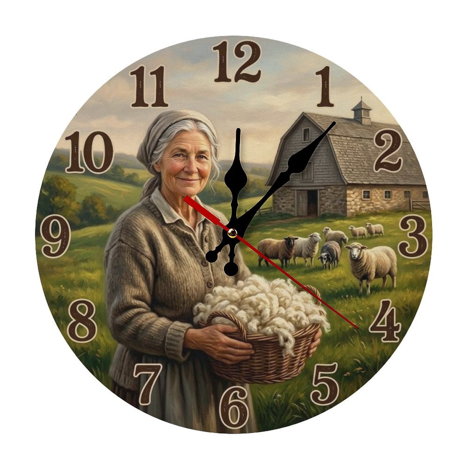 2D Flat Wall Clock Art Print, Silent Non Ticking Battery Operated ...