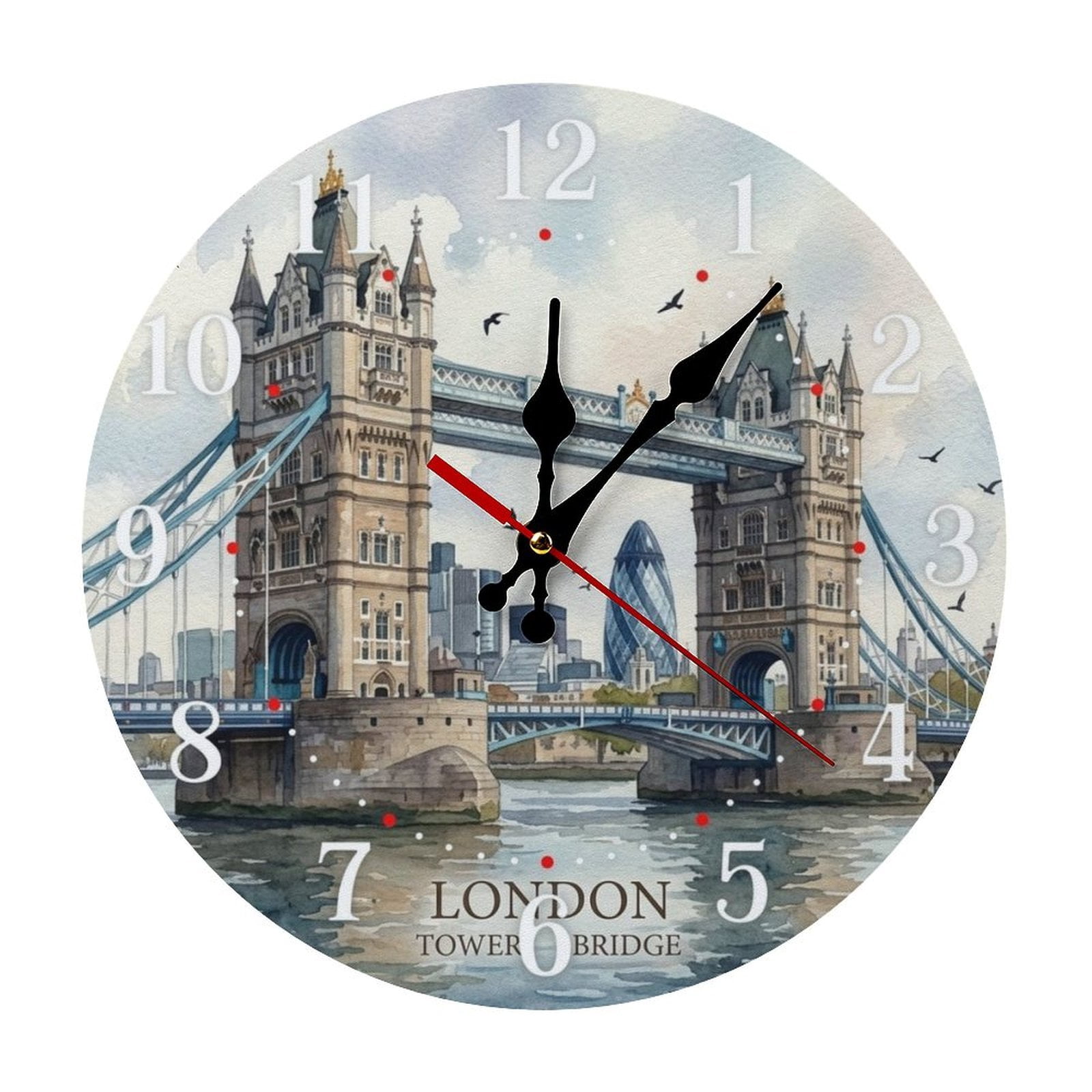 2D Flat Wall Clock Art Print, Silent Non Ticking Battery Operated ...