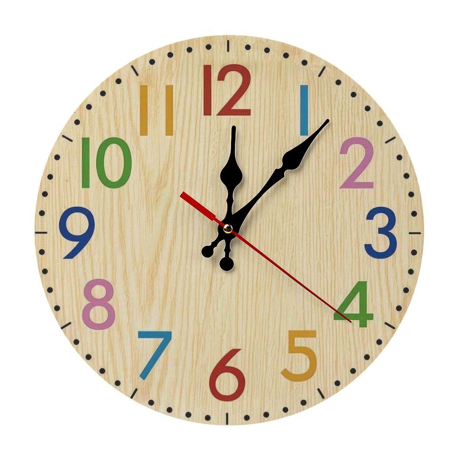 2D Flat Wall Clock Art Print, Silent Non Ticking Battery Operated,Wood ...