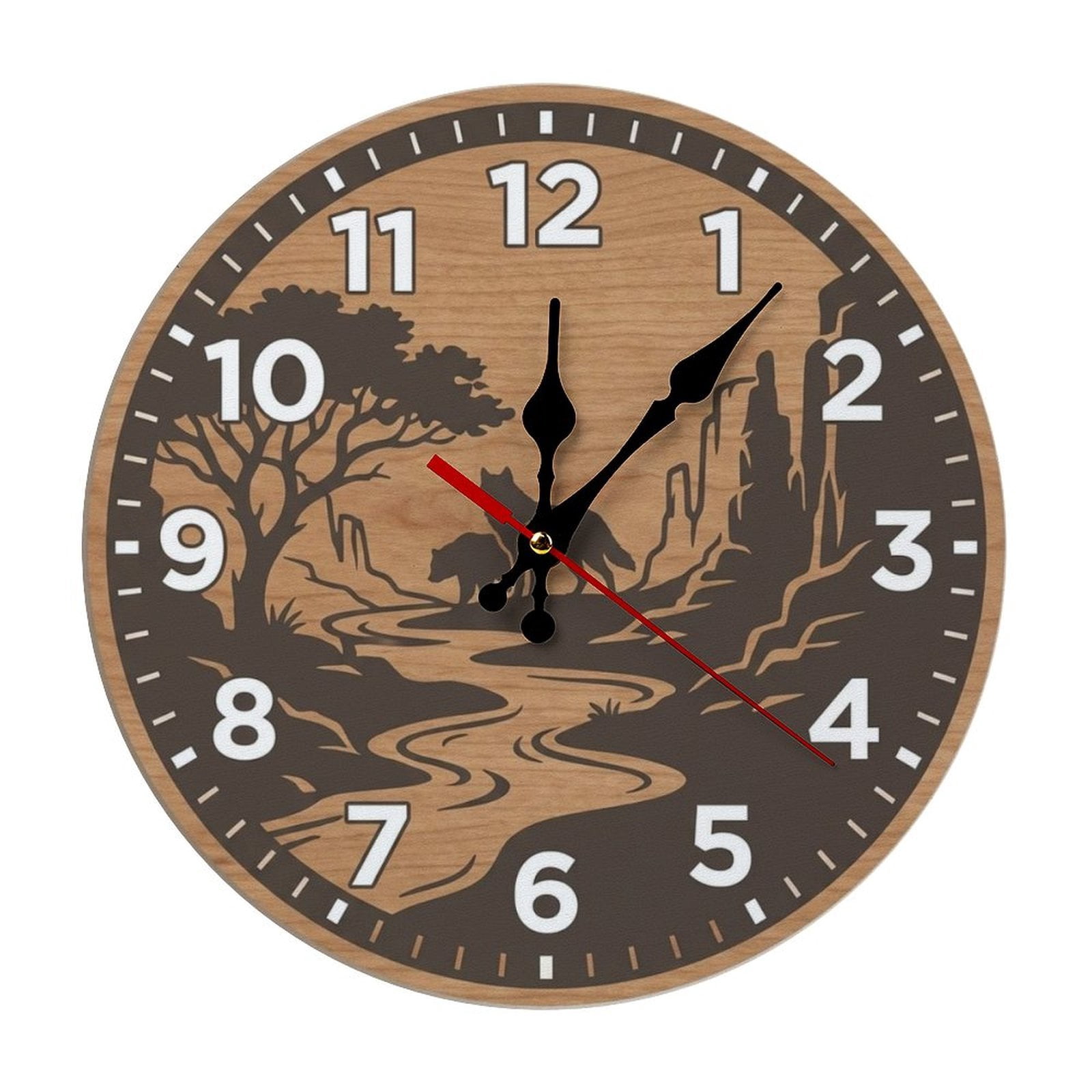 2D Flat Wall Clock Art Print, Silent Non Ticking Battery Operated ...